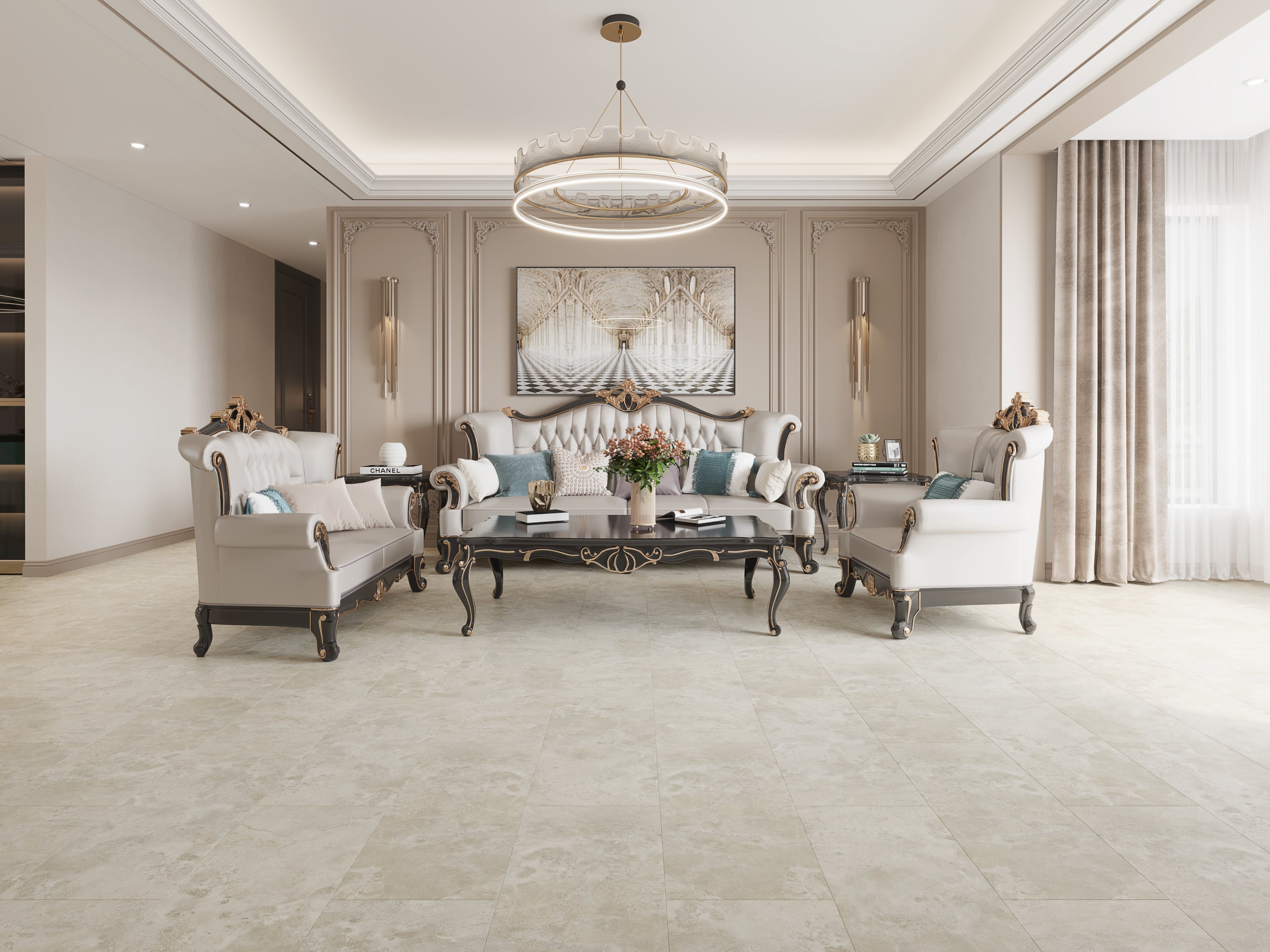 SPC Tile Effect 6.5/0.5mmx310x600, DIY box, with underlay, 5Gi click ...